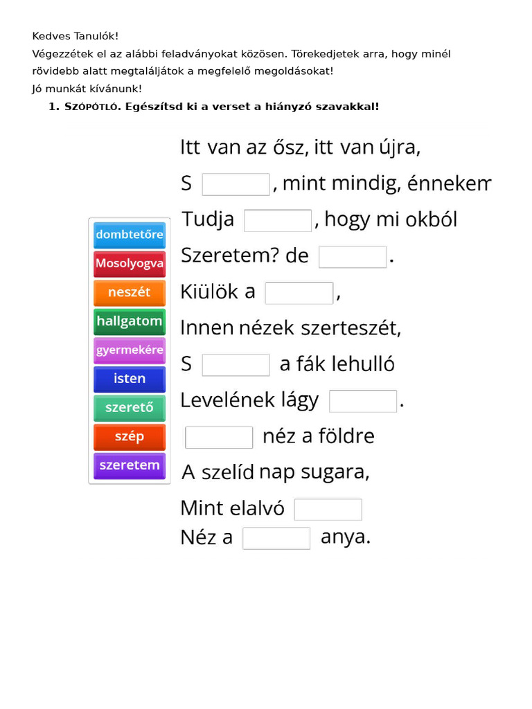 Feladatlap - 7-8. Évf. | PDF