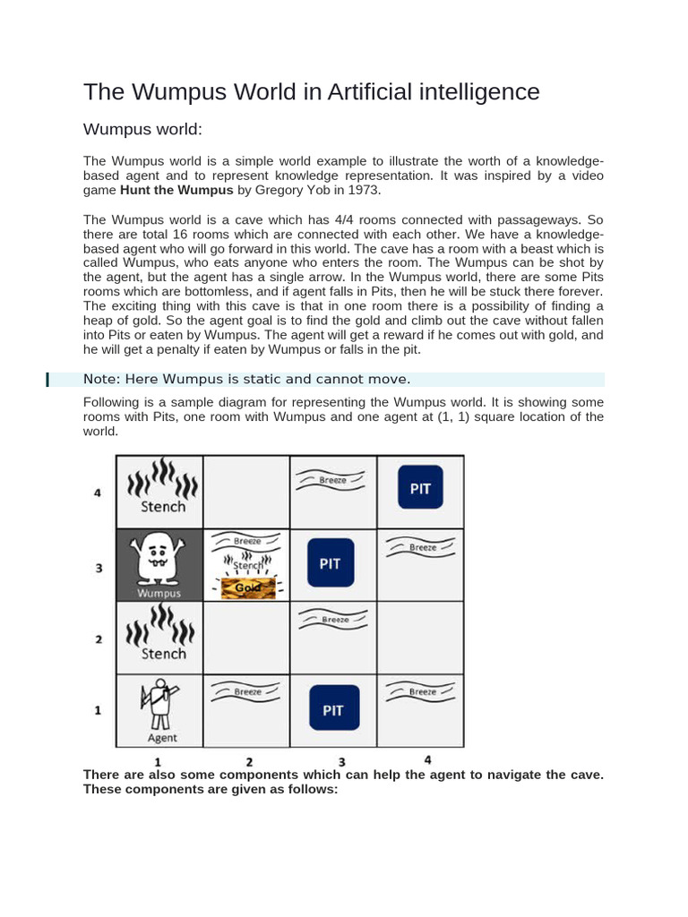 The Wumpus World in Artificial Intelligence | PDF | Logic