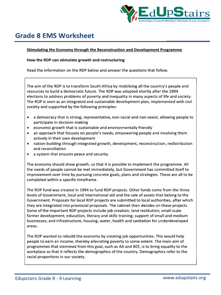 GR 8 Ems Worksheet | PDF
