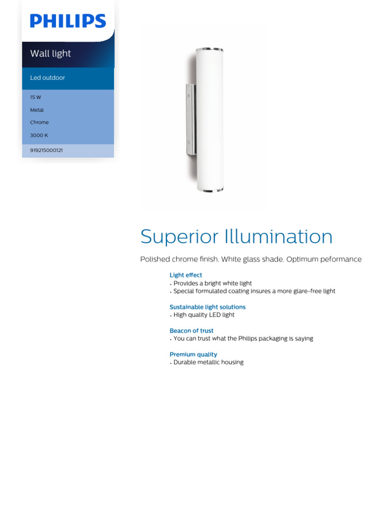 philips wall light | PDF | Light Emitting Diode | Lighting