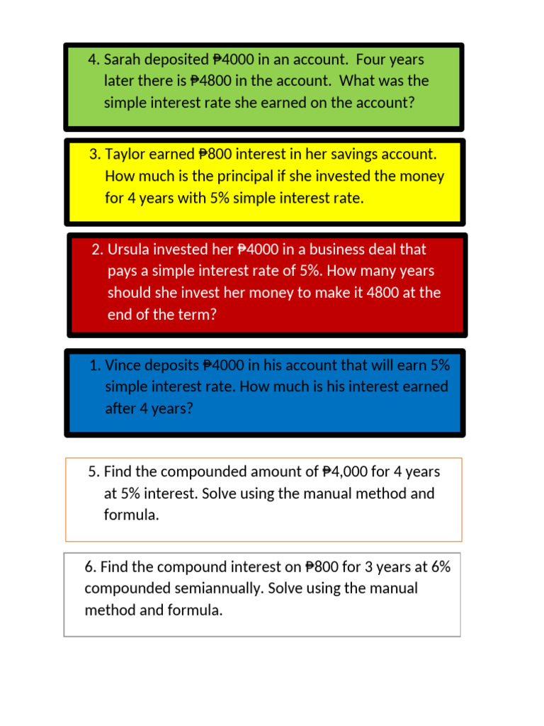 Simple & Compound Interest Problems | PDF