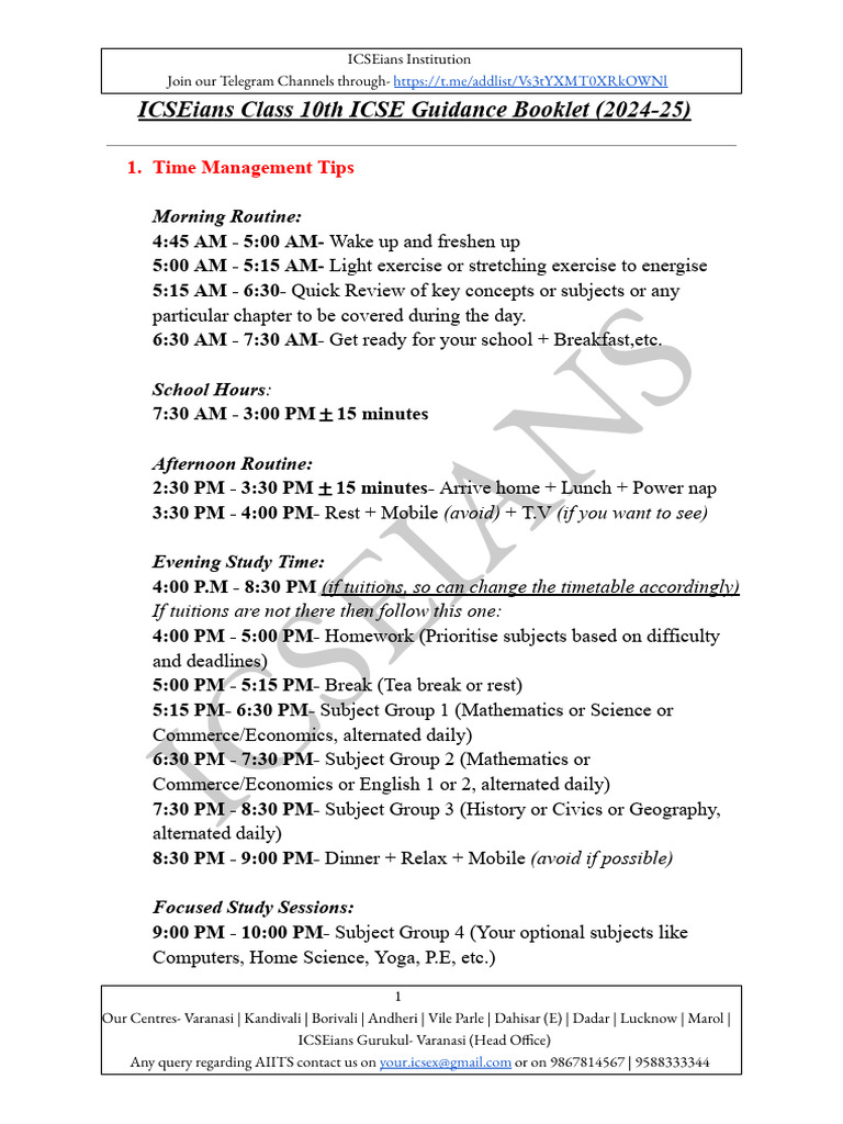 ICSE Class 10 Guidance Booklet 2024-25 | PDF