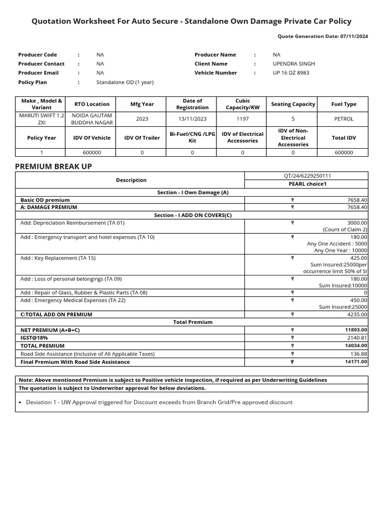 UPENDRA SINGH TATA Pearl | PDF | Insurance | Transport