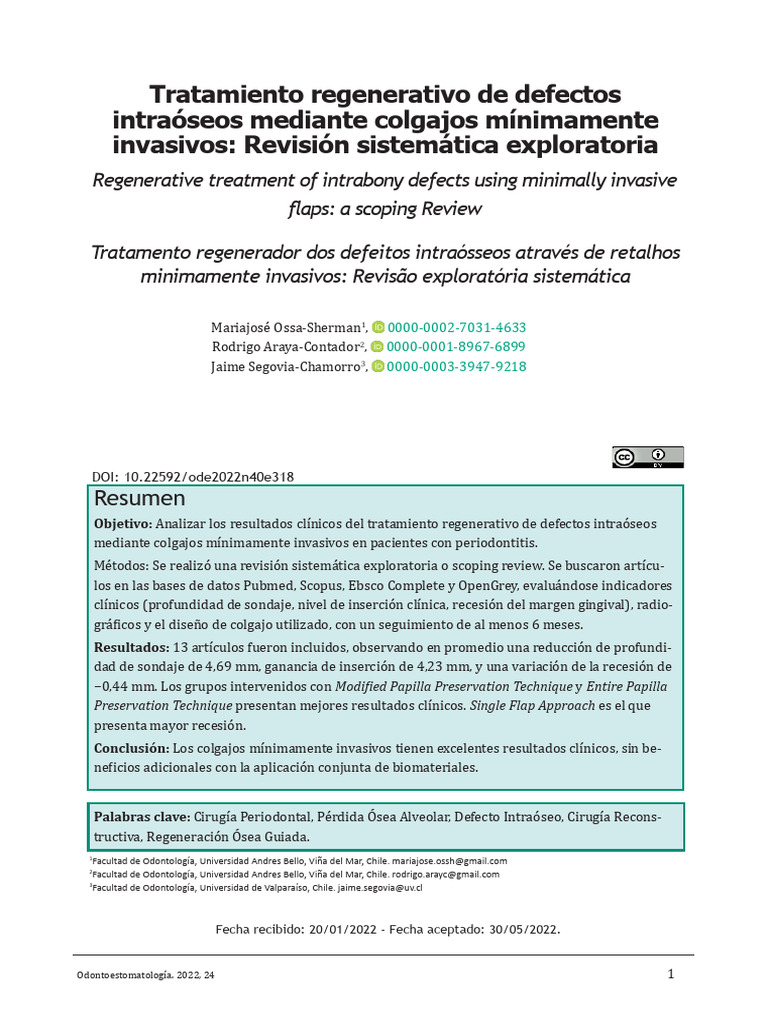 Regeneración de defectos intraóseos mínimamente invasivos | PDF ...