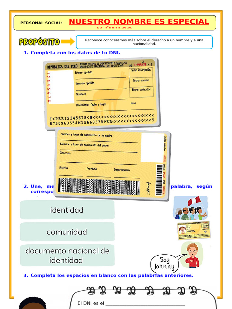 U7 s4 Ficha d1 Ps Nestro Nombre Es Especial y Unico | PDF