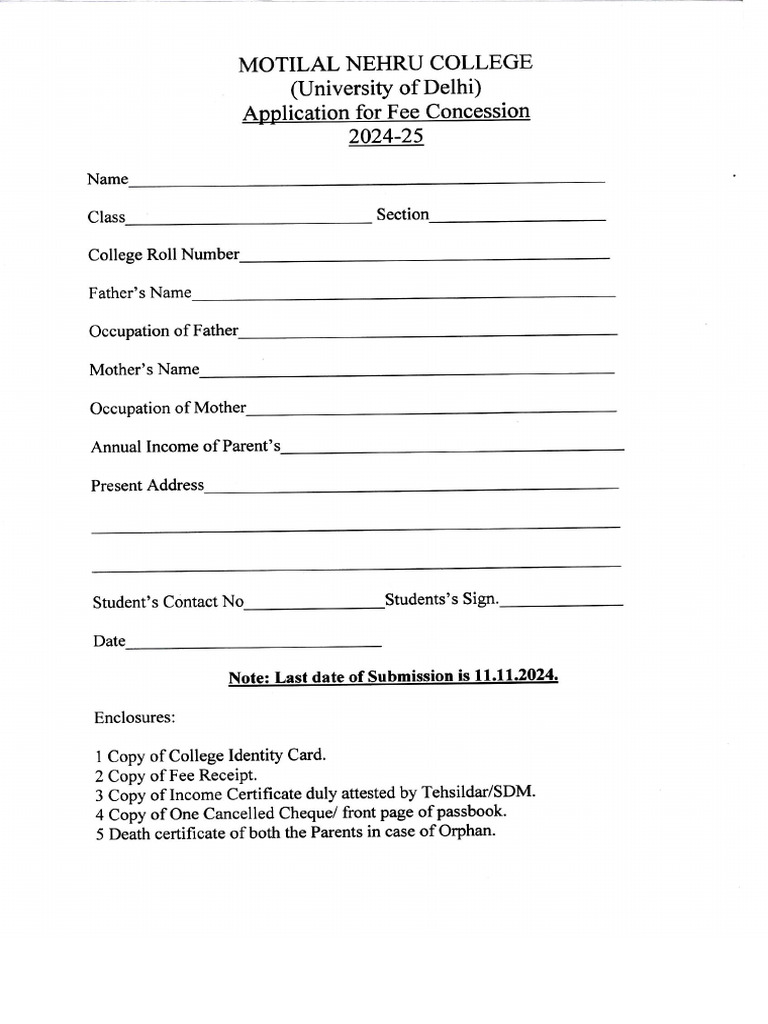 Fee Concession Form | PDF