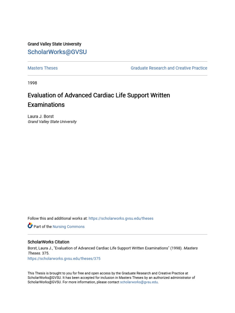 Evaluation of Advanced Cardiac Life Support Written Examinations | PDF ...