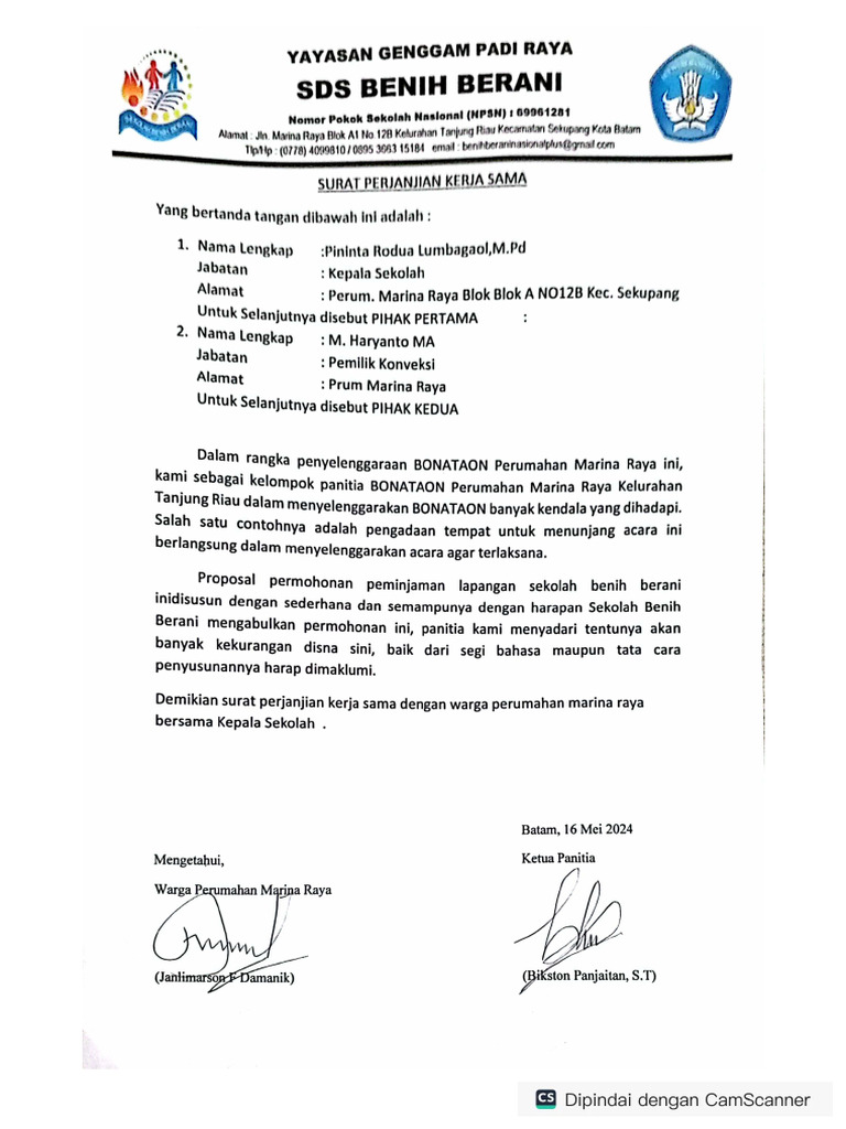 MOU Peminjaman kursi | PDF