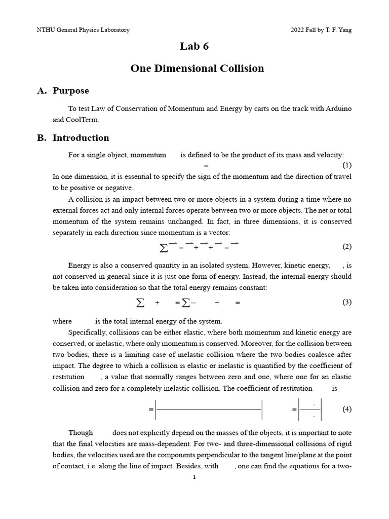 Lab 06 One Dimensional Collision - en | PDF | Collision | Momentum