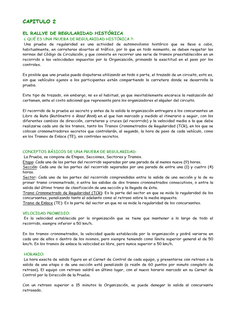 Rallye de Regularidad Histórica: Guía Completa | PDF