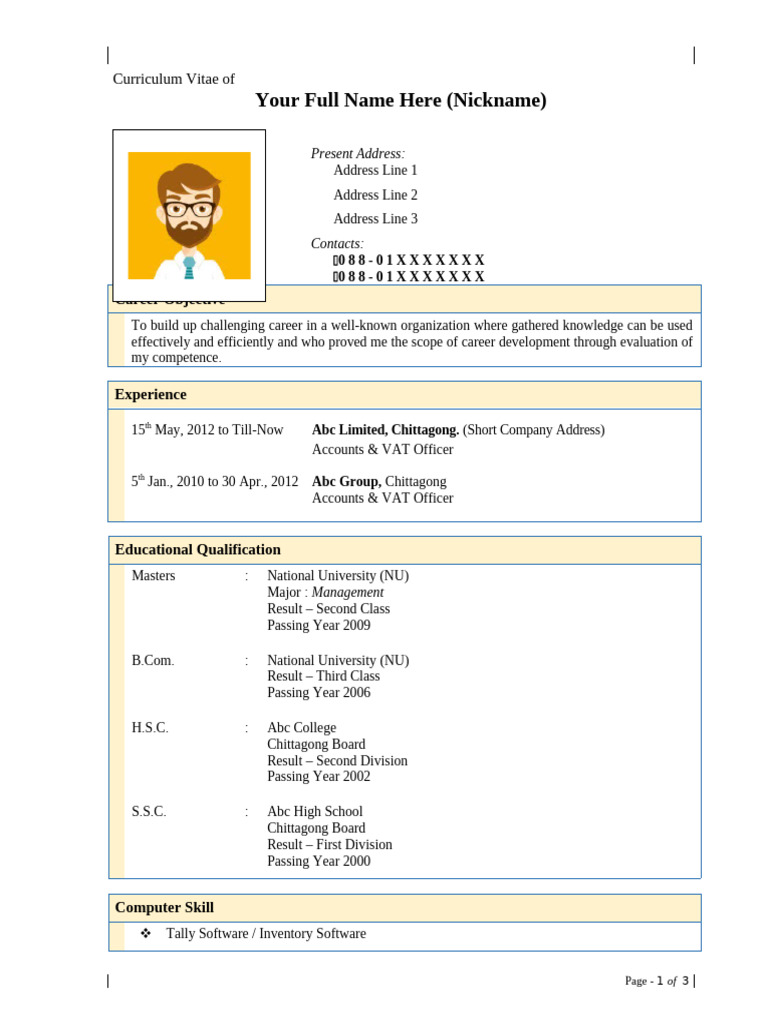 Common CV Format 06 - 3MgLnfYfrI9DI4m | PDF | Ibm Pc Compatibles ...