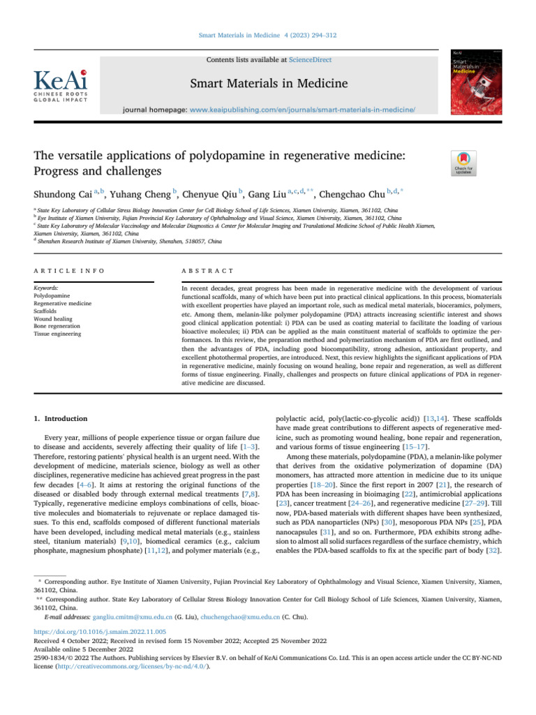 PDA Properties | PDF | Tissue Engineering | Healing