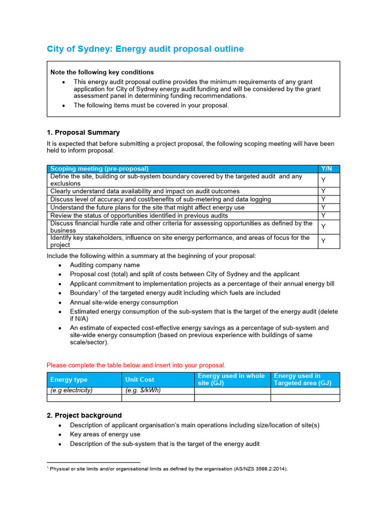 Energy Audit Proposal Guidelines | PDF | Audit | Performance Indicator