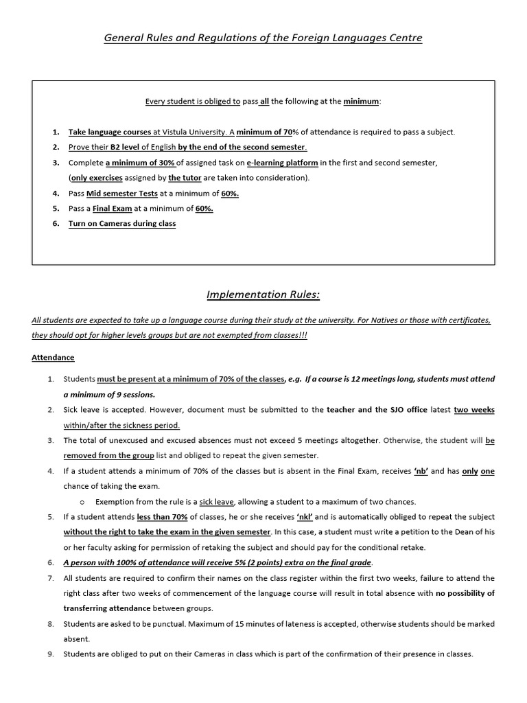 Rules and regulations | PDF | Academic Term