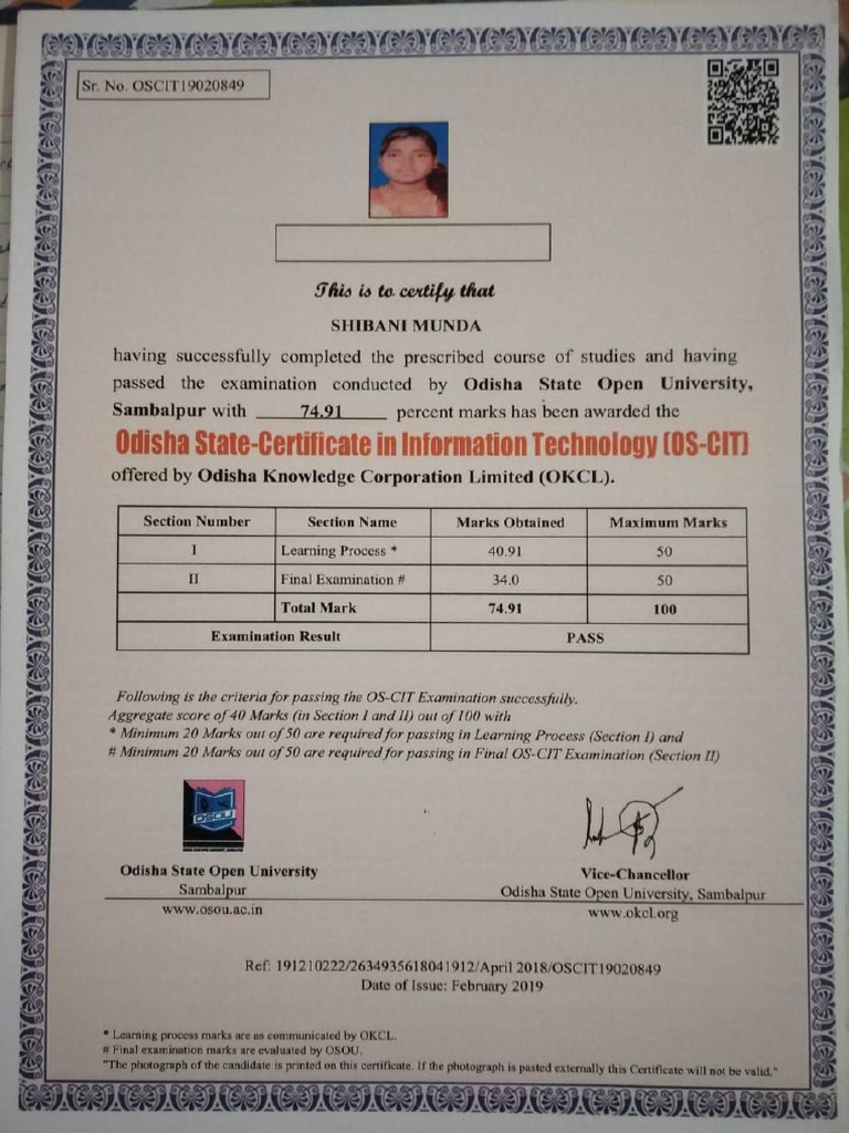 OSCIT Certificate | PDF