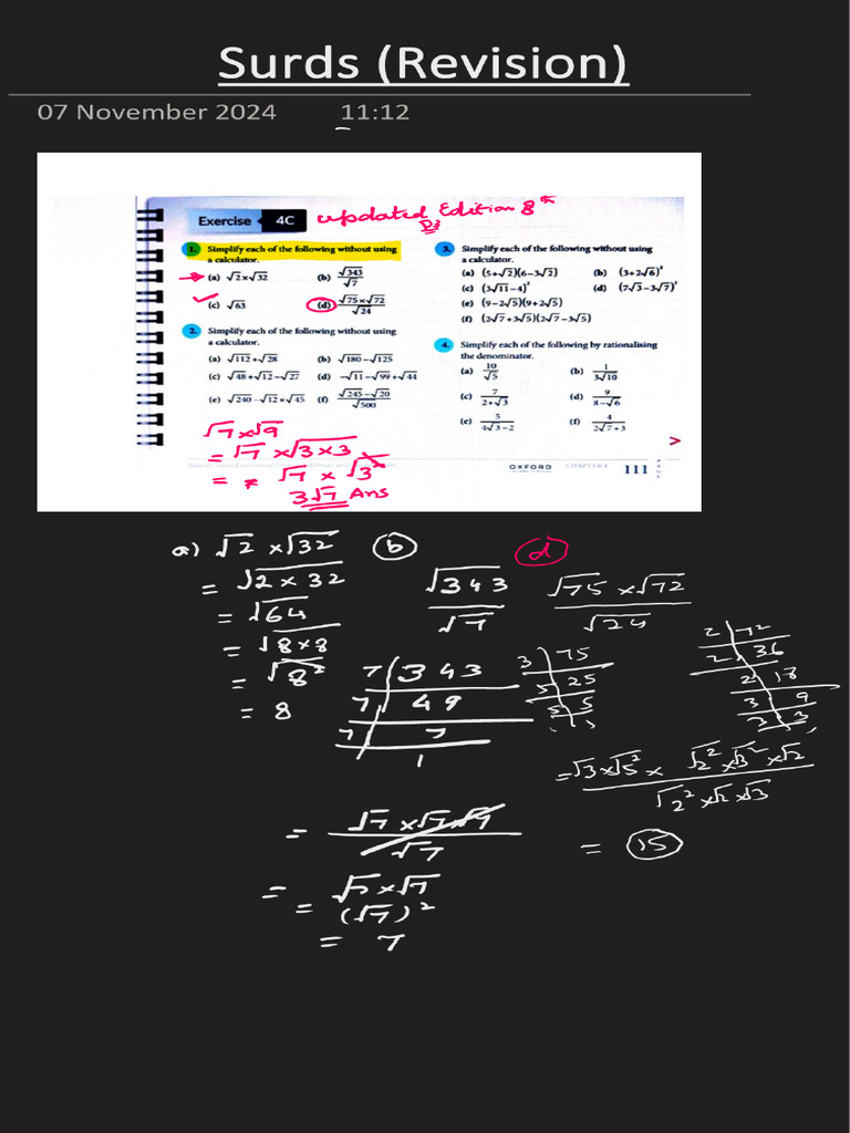 Surds (Revision) | PDF