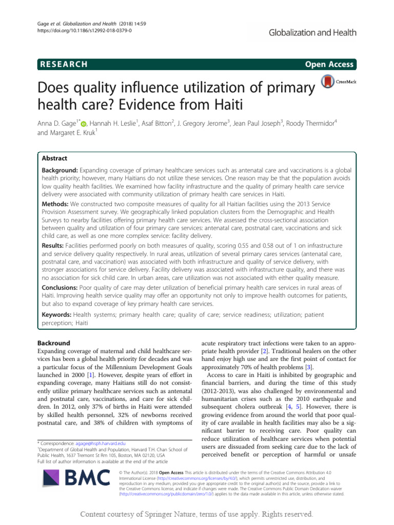 Does Quality Influence Utilization of Primary Heal | PDF | Health Care