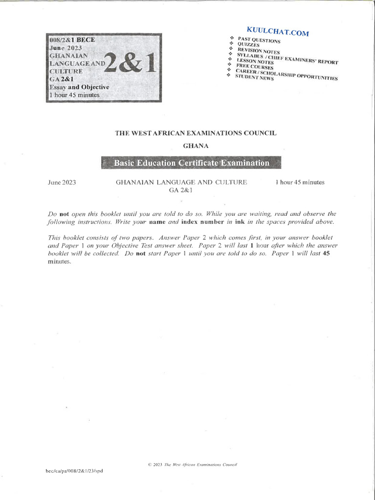 Bece 2023 Ga | PDF