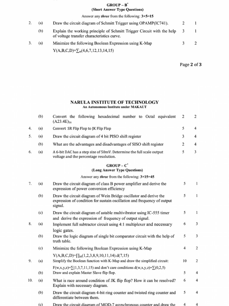 A&D-ELC PYQ LAQs | PDF | Electronic Circuits | Electronic Engineering