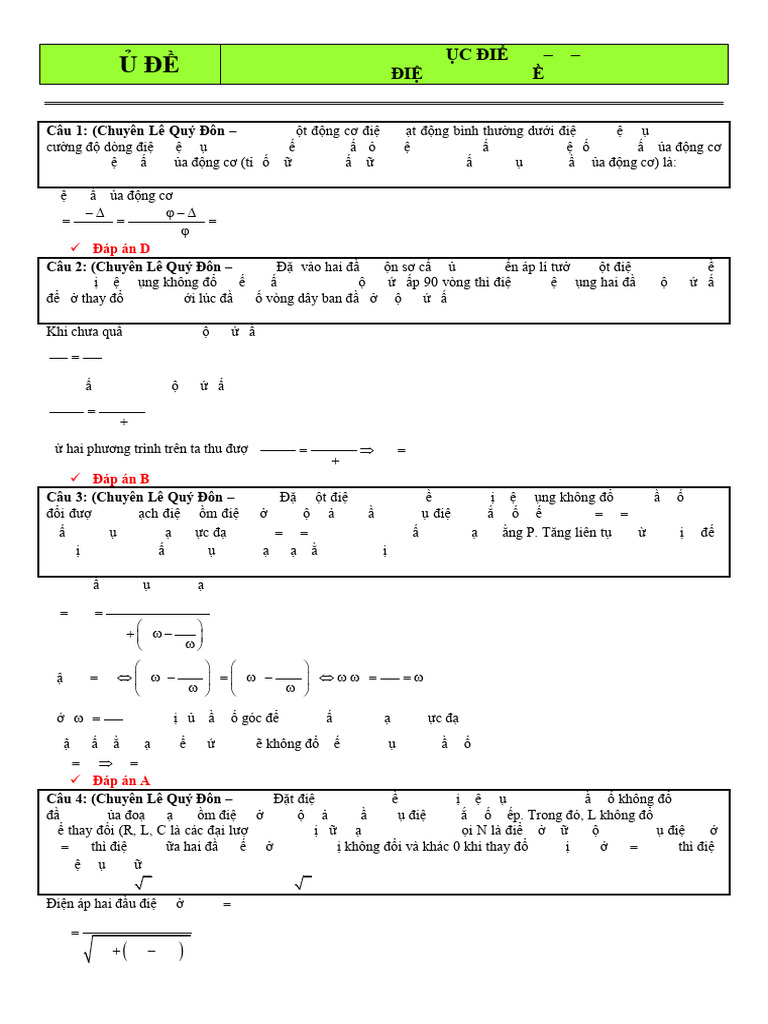 Thay Do Ngoc Ha - Cau Hoi VDC Dien Xoay Chieu | PDF