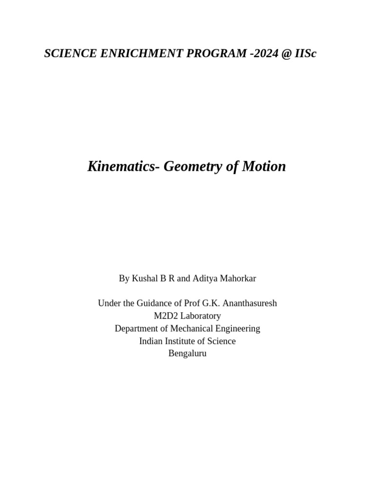 Kinematics - Geometry of Motion | PDF | Mechanics | Mechanical Engineering