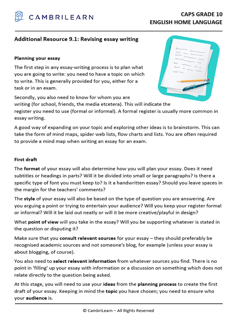 Essay Writing Guide for Grade 10 | PDF | Essays | Question
