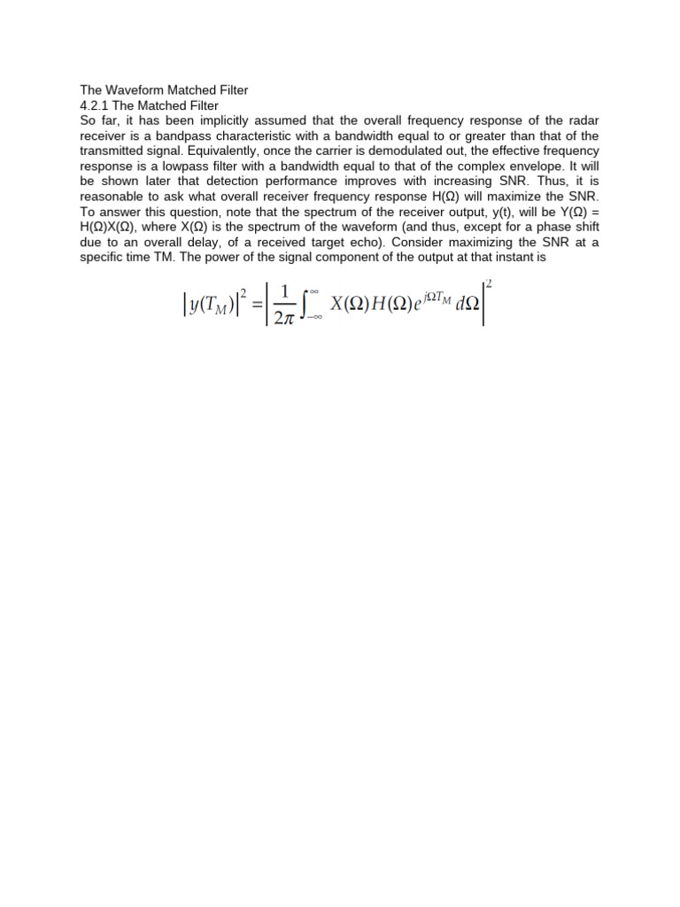 The Waveform Matched Filter | PDF | Teaching Methods & Materials | Science & Mathematics