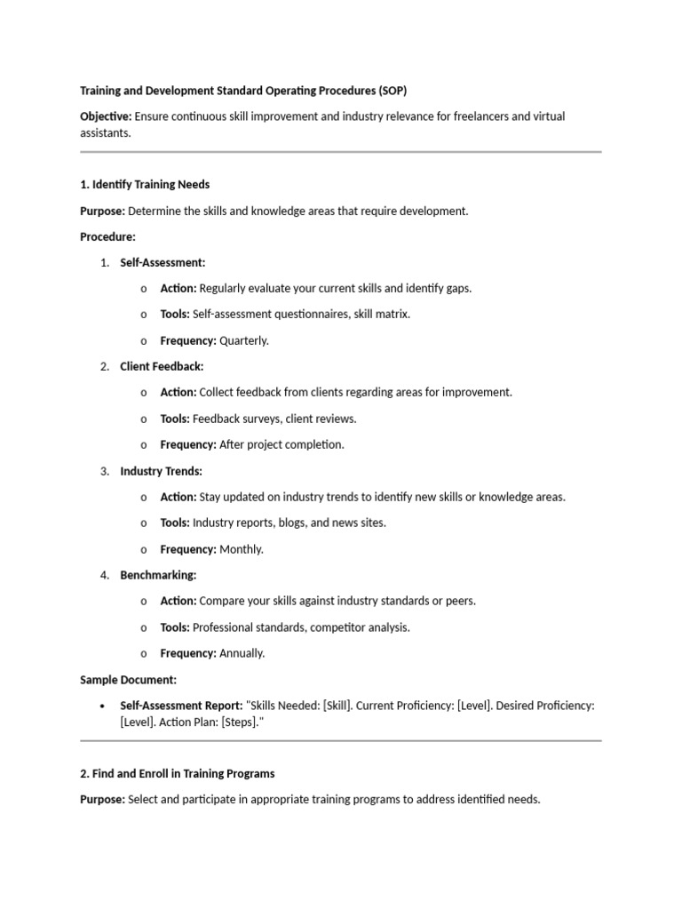 Training and Development Standard Operating Procedures (SOP) | PDF | Performance Indicator ...