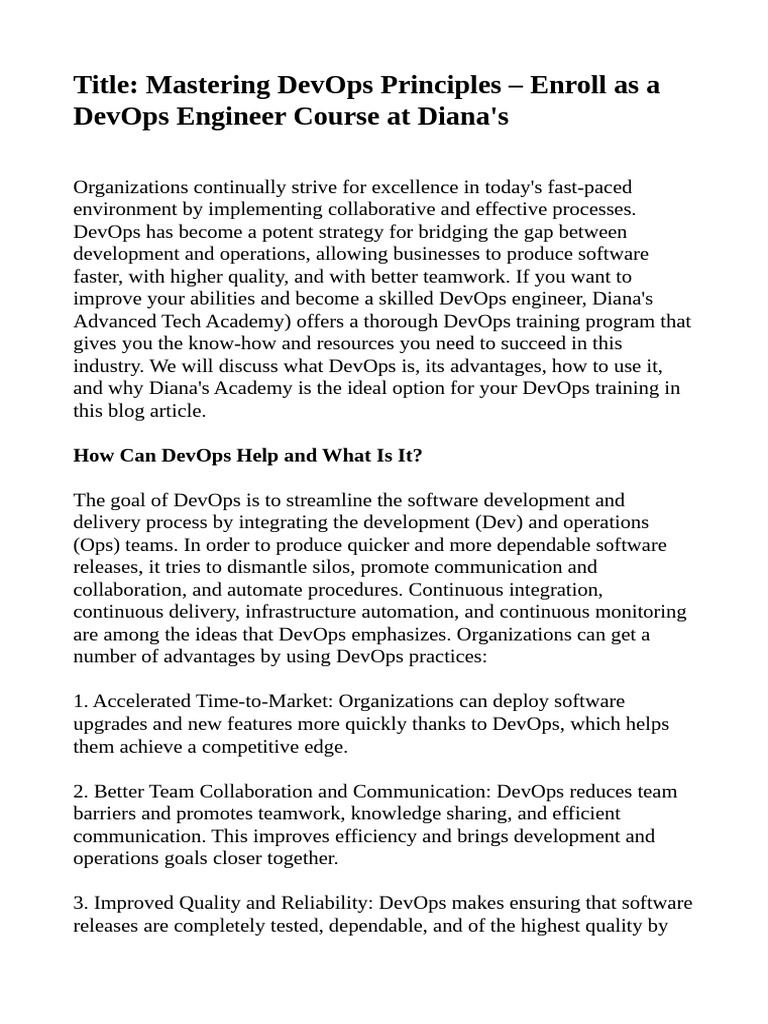 Title Mastering DevOps Principles Enroll | PDF | Automation | Software Engineering