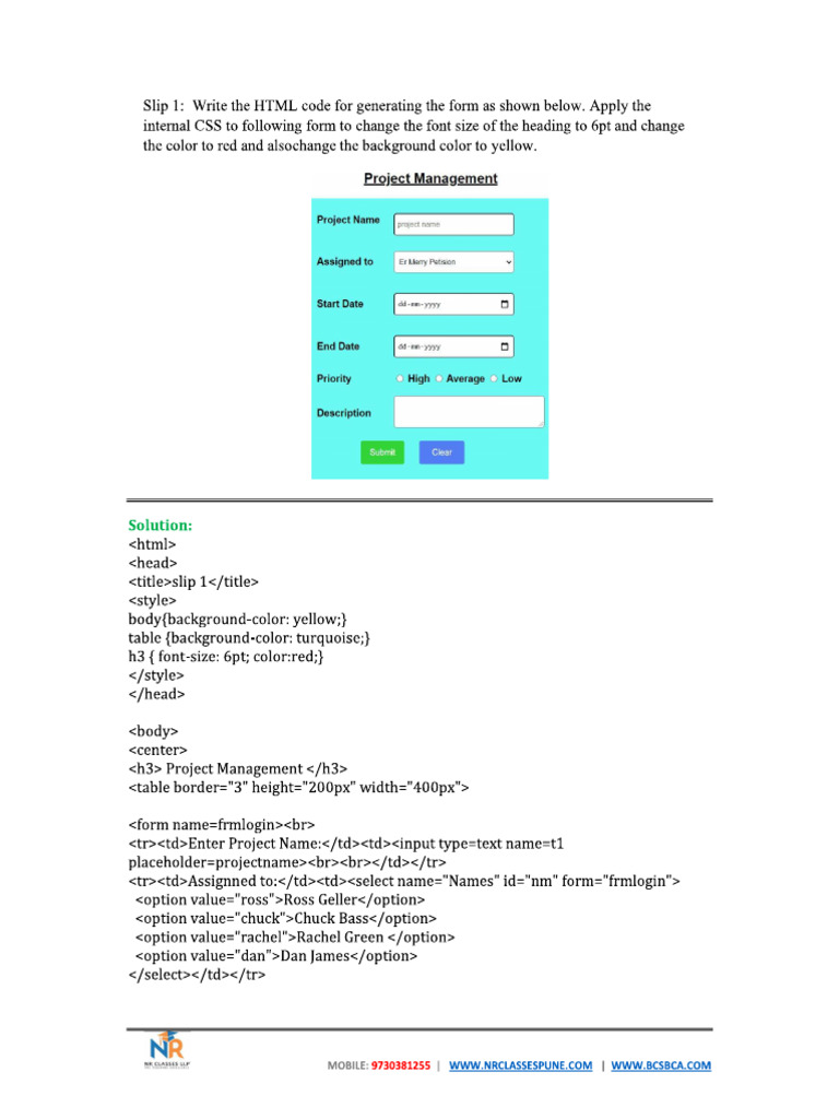 TY BSC Web Tech Solution Slips | PDF
