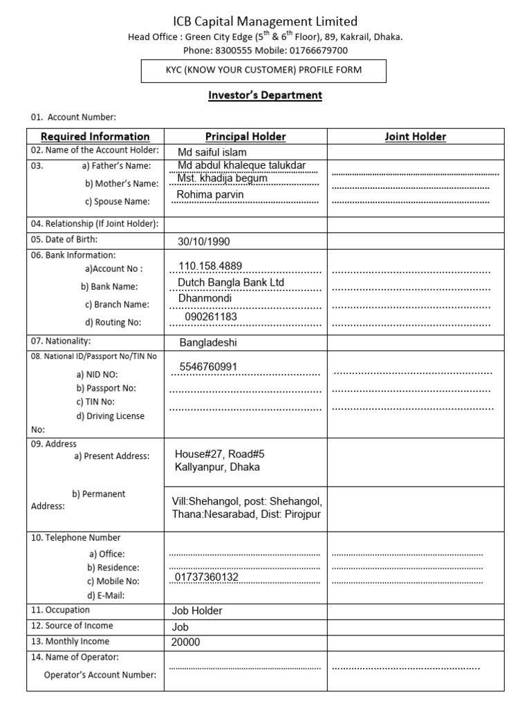 KYC (1) - Signed | PDF | Identity Document | Government And Personhood