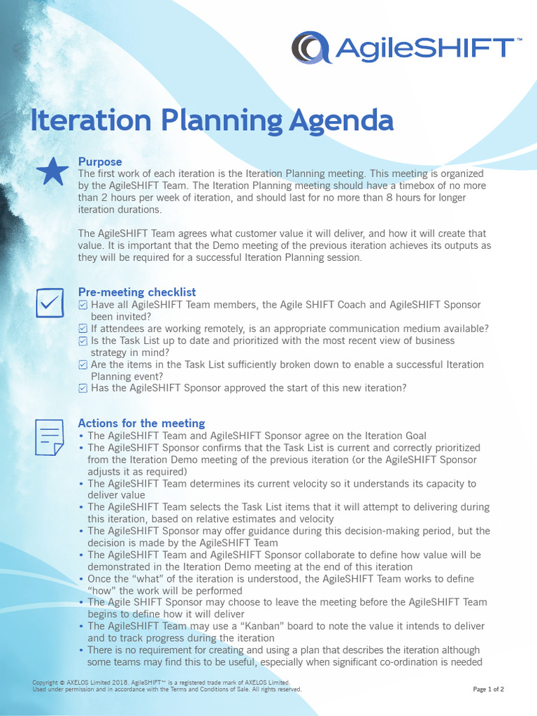 Agile Shift Iteration Planning Agenda | PDF | Agile Software ...
