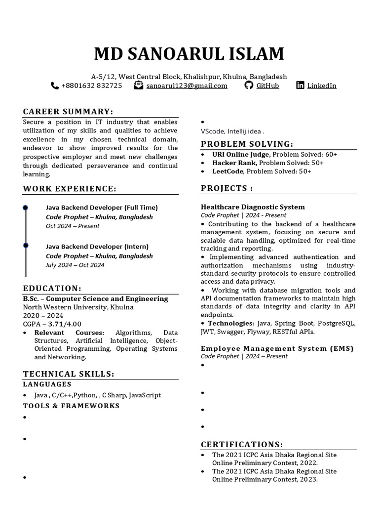 Resume_Of_Md_ | PDF | Postgre Sql | Databases