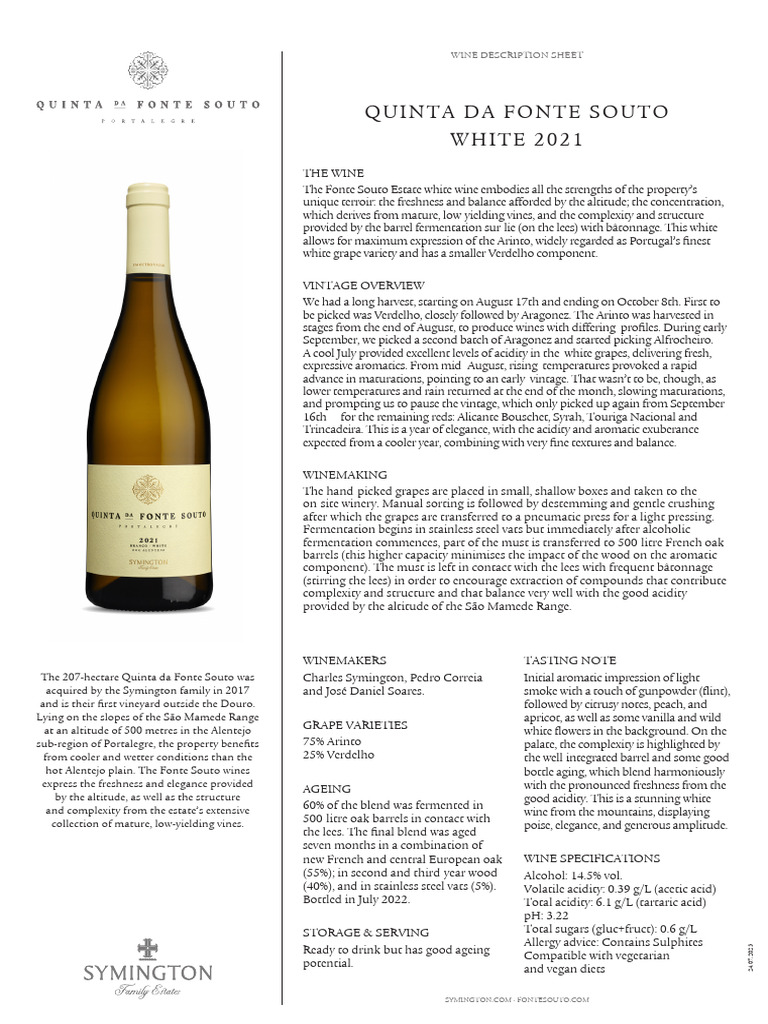 FT QFS Branco 2021 EN | PDF | Winemaking | Wine