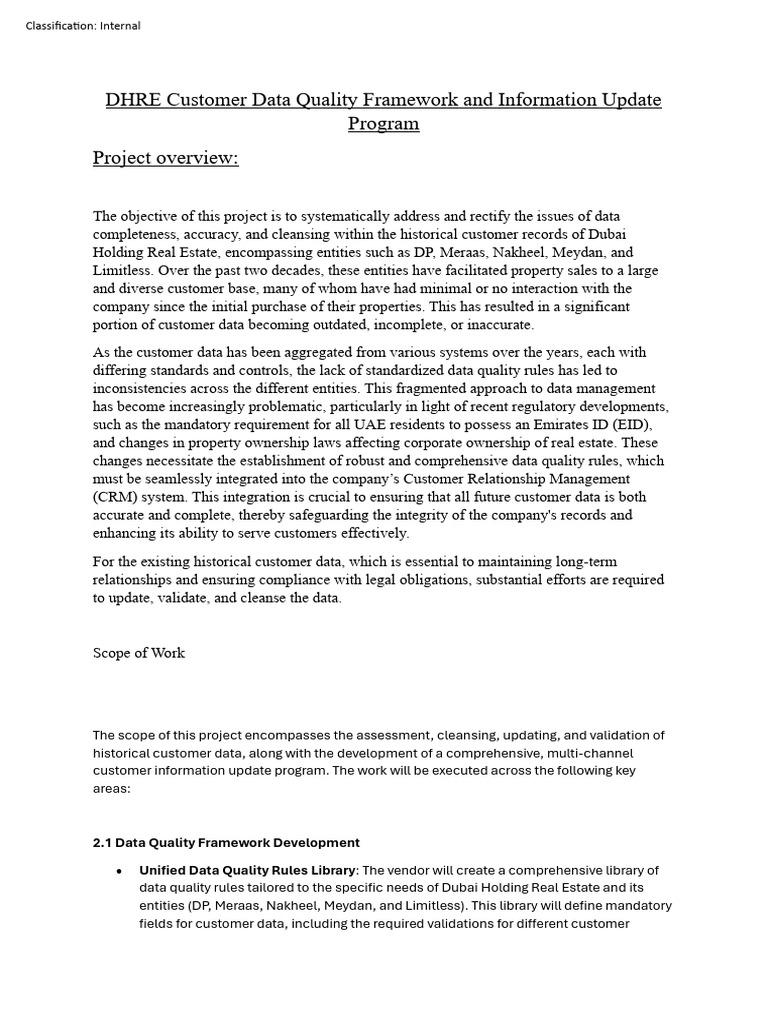 DHRE Customer Data Quality Program | PDF | Data Quality | Customer ...