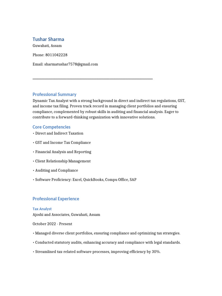 Tushar Sharma CV | PDF