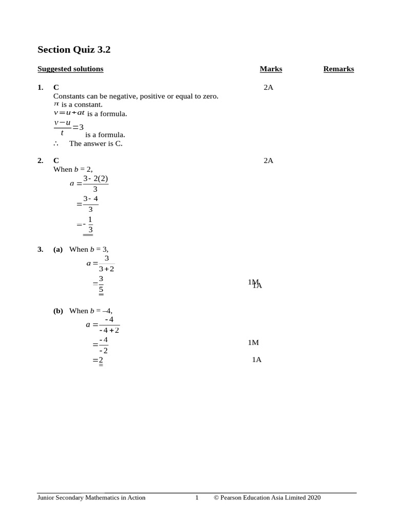 1A03 - Section 2 Quiz - E - Marking | PDF