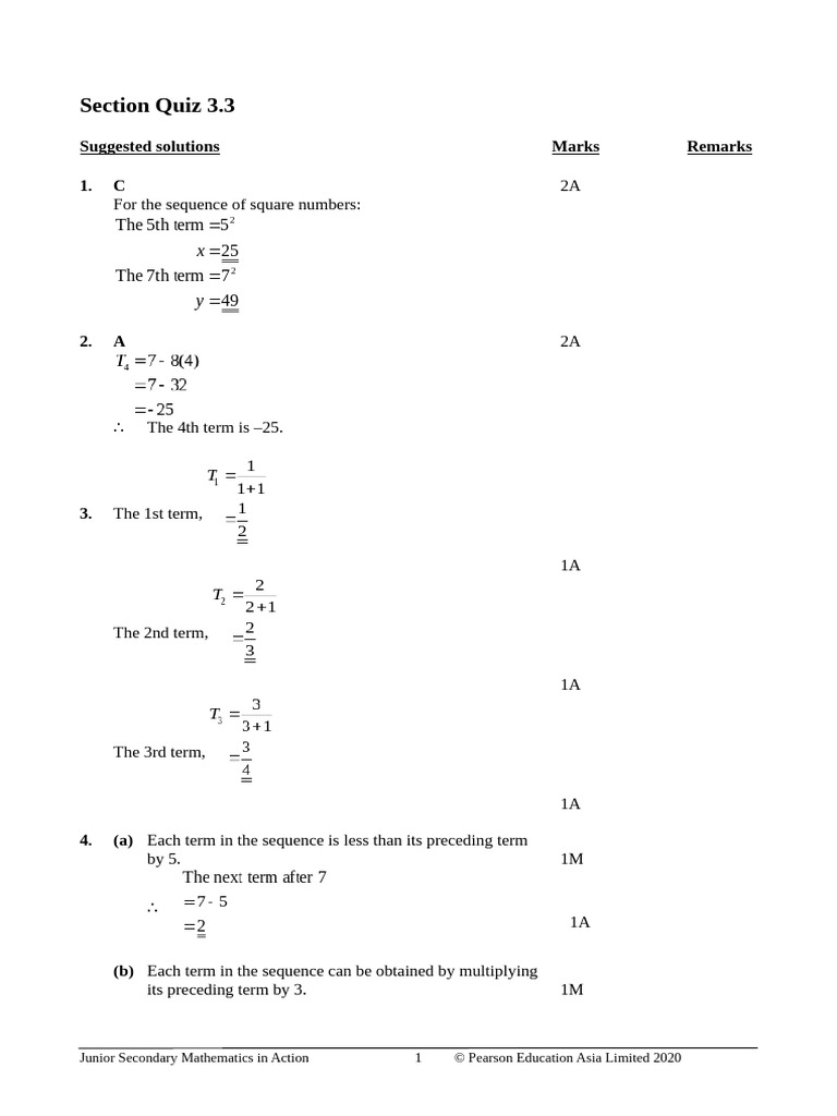 1A03 - Section 3 Quiz - E - Marking | PDF