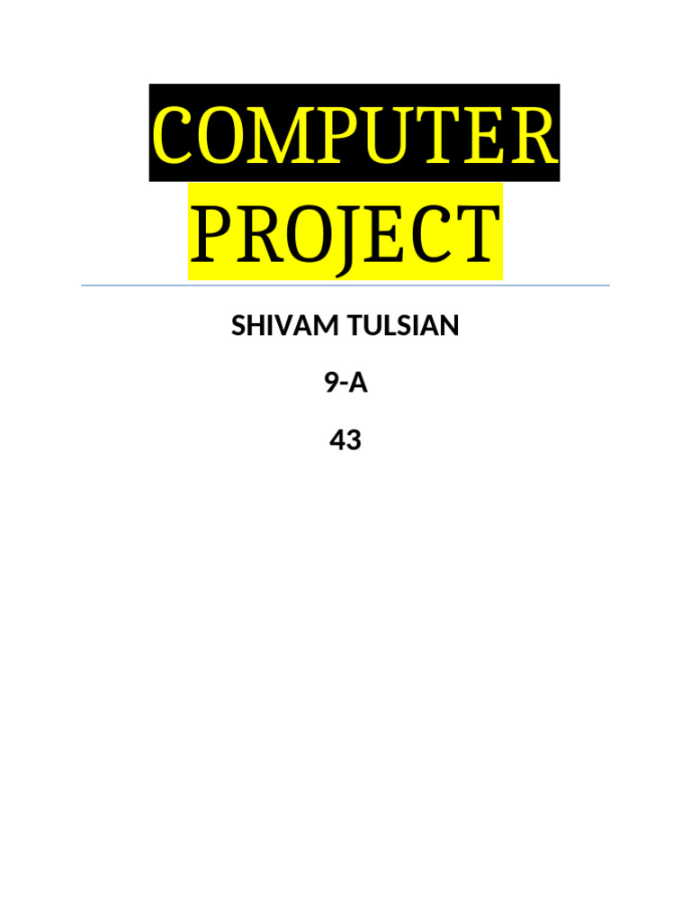Computer Project on Java Programs | PDF | Computing | Office Equipment