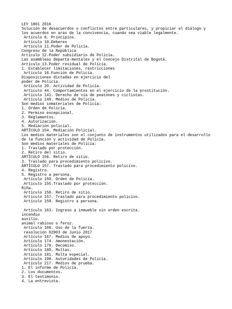 Ley 1801 2016 | PDF | Policía | Justicia