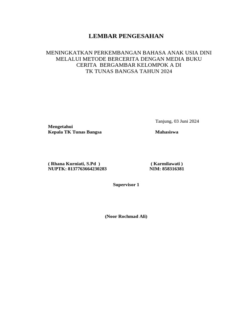 Contoh Lembar Pengesahan PKP UT | PDF | Kesehatan Holistik