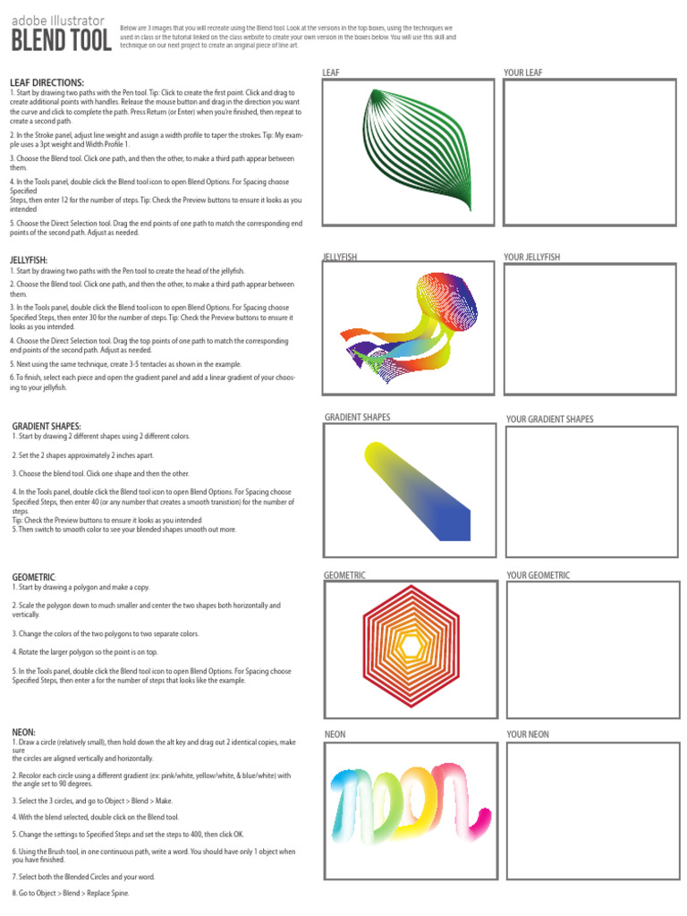 Blend Tool Worksheet | PDF | Shape