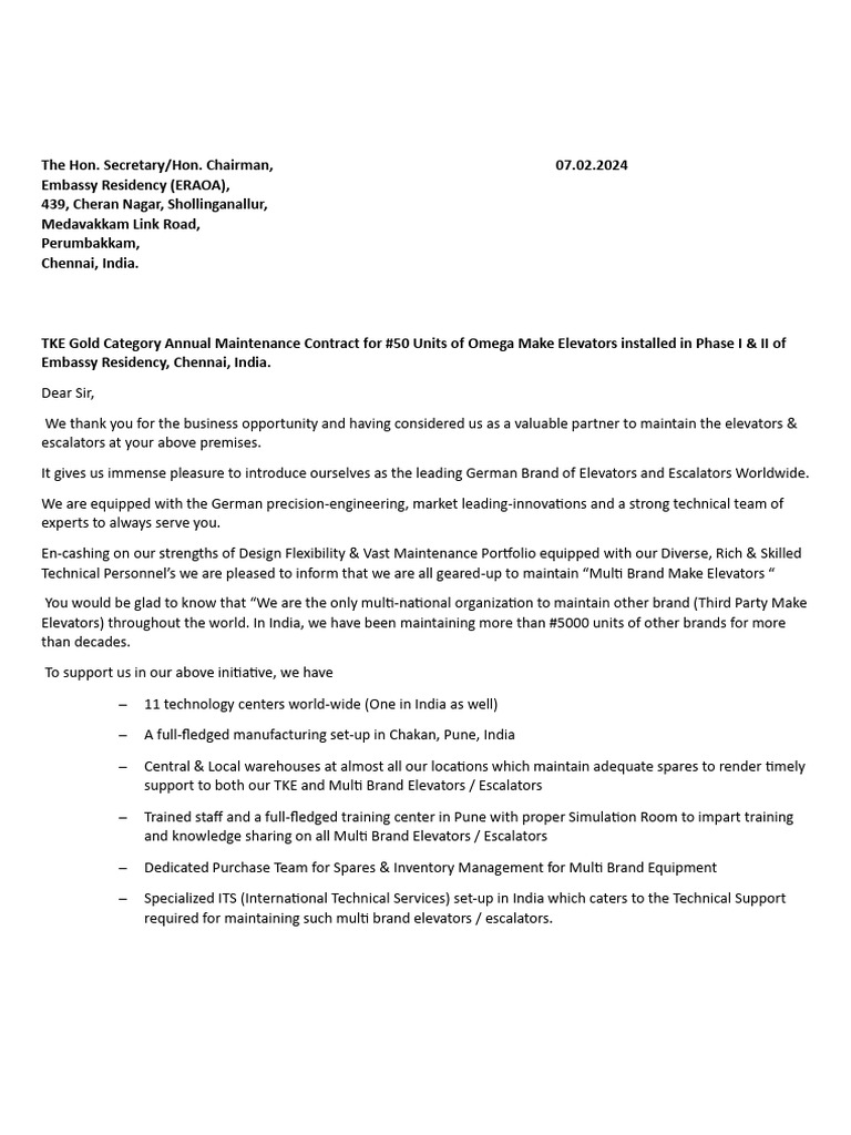 Embassy - Cover Letter With Offer | PDF | Elevator | Taxes