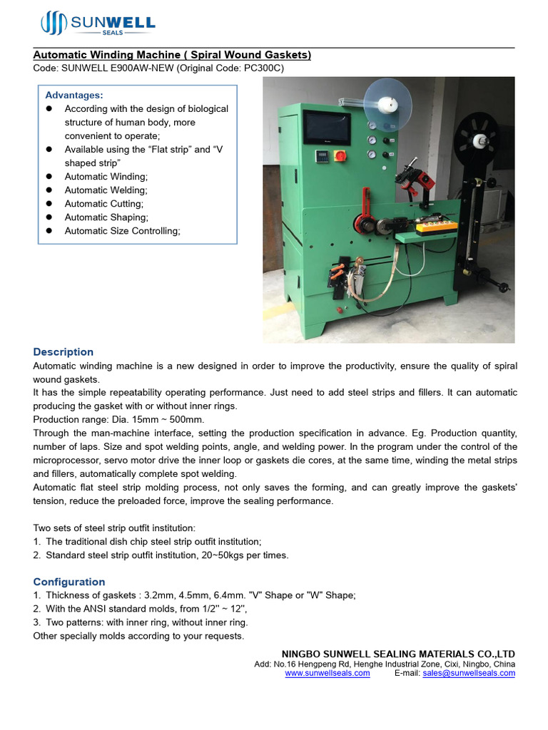 Vertical Spiral Wound Winding Machine - SUNWELL E900AM-NEW1575602752 ...