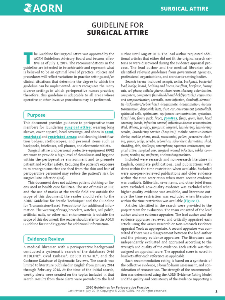 AORN Guideline For Surgical Attire | PDF | Clothing | Methicillin ...