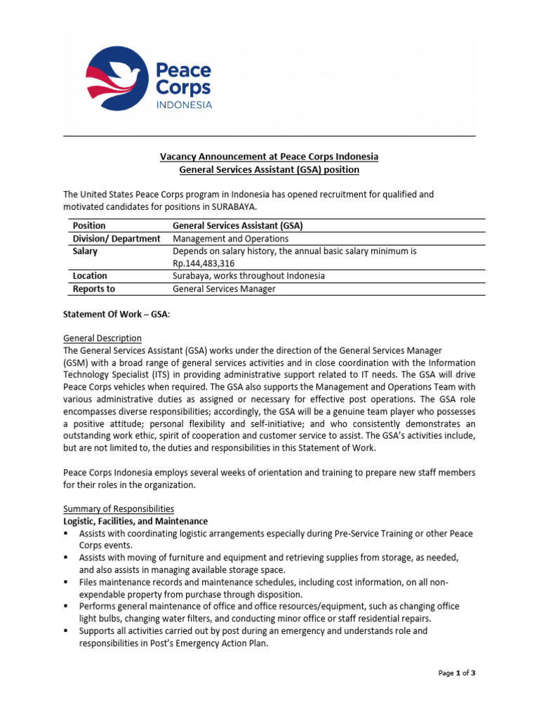Job Vacancy_GSA_2022 | PDF | Business