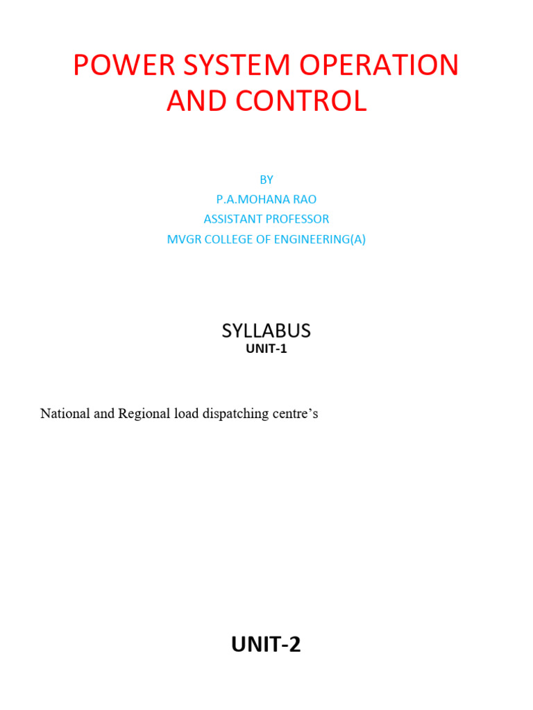 Unit 1 | PDF | Electric Power System | Electric Power