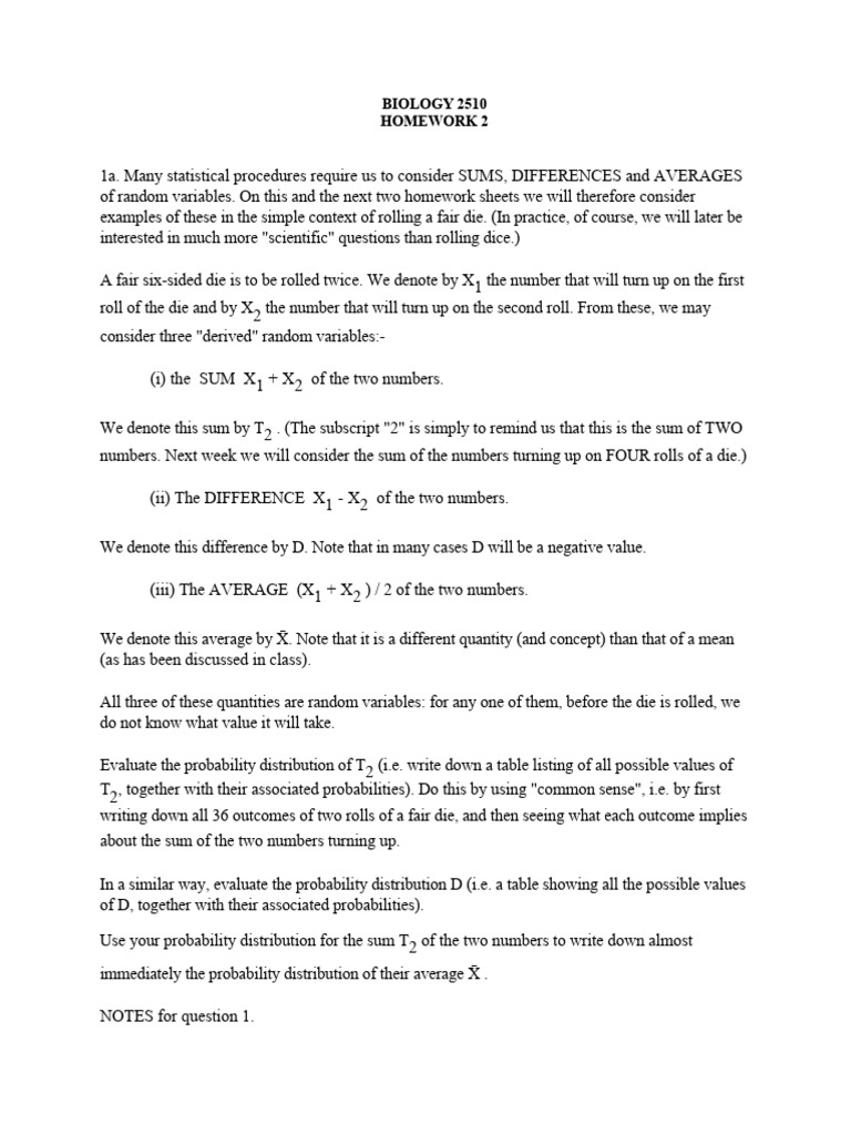 HWK 2 | PDF | Random Variable | Probability Distribution