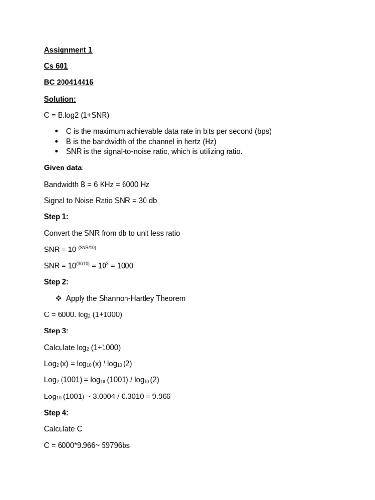 Cs 601 Assignment 1 BC200414415 | PDF