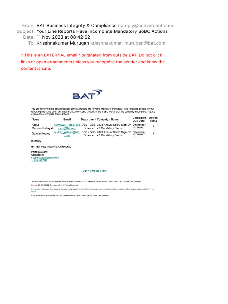 Your Line Reports Have Incomplete Mandatory SoBC Actions | PDF